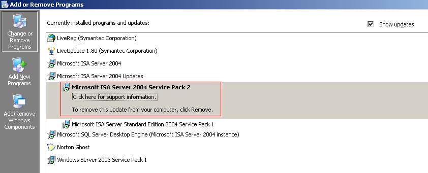 ISA Firewall Quick Tip : How To Determine Which Service Pack is Installed On ISA Server 2004 ...