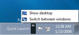 Adding the Quick Launch toolbar to Windows 7 Taskbar