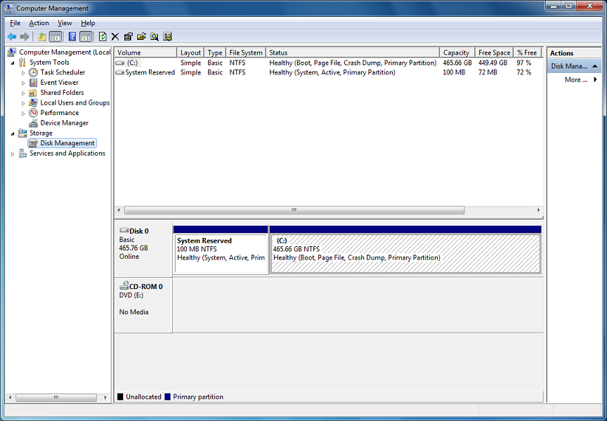 Resizing and Creating Partitions in Windows 7