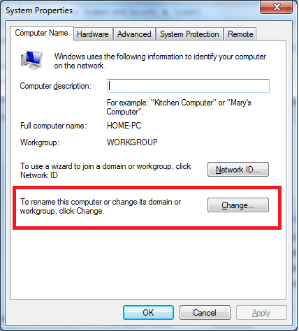 Changing Computer Name in Windows 7