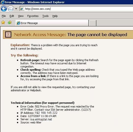 ISA Firewall Quick Tip : Keyword Filtering With ISA Server 2006
