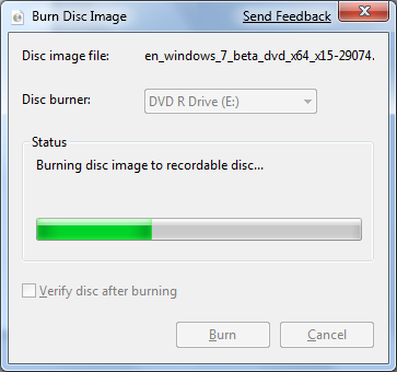 New Feature - Burn Disk Image in Windows 7