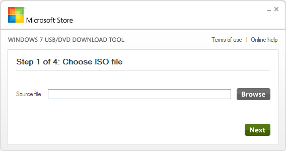 Using The Windows 7 USB/DVD Download Tool