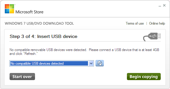Using The Windows 7 USB/DVD Download Tool