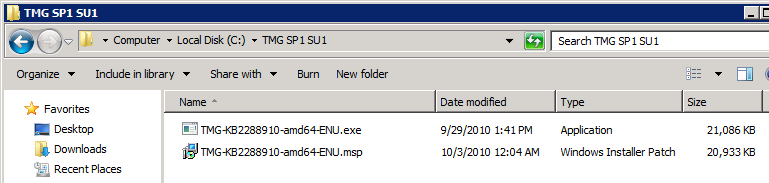 Slipstreaming TMG Server 2010 with Service Pack 1 & Software Update 1