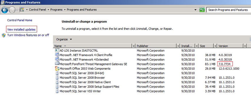 How to Determine Which Version of TMG Server 2010 is installed ...