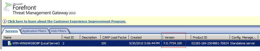 How to Determine Which Version of TMG Server 2010 is installed ...
