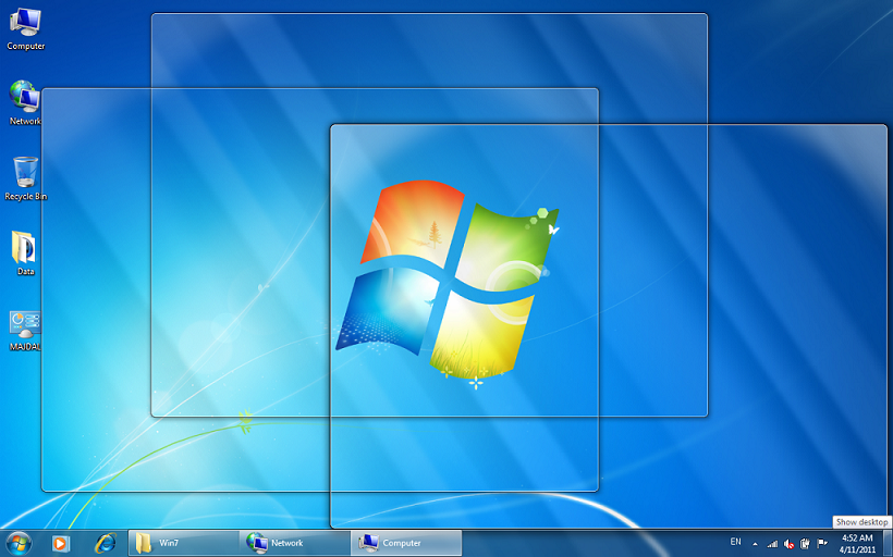 Windows 7 Aero Peek Feature