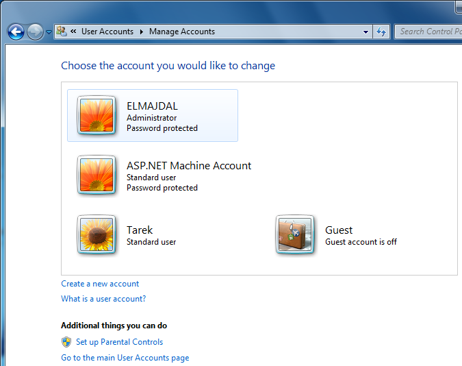 Creating a New User Account in Windows 7 - ElMajdal.net