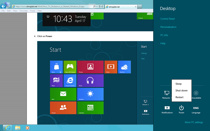 How to Shutdown or Restart Windows 8 - ElMajdal.net